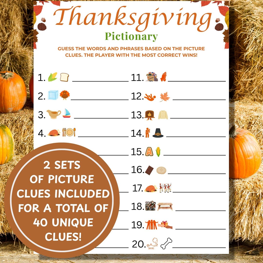 Thanksgiving Emoji Pictionary Game | Printable Holiday Games for Kids ...
