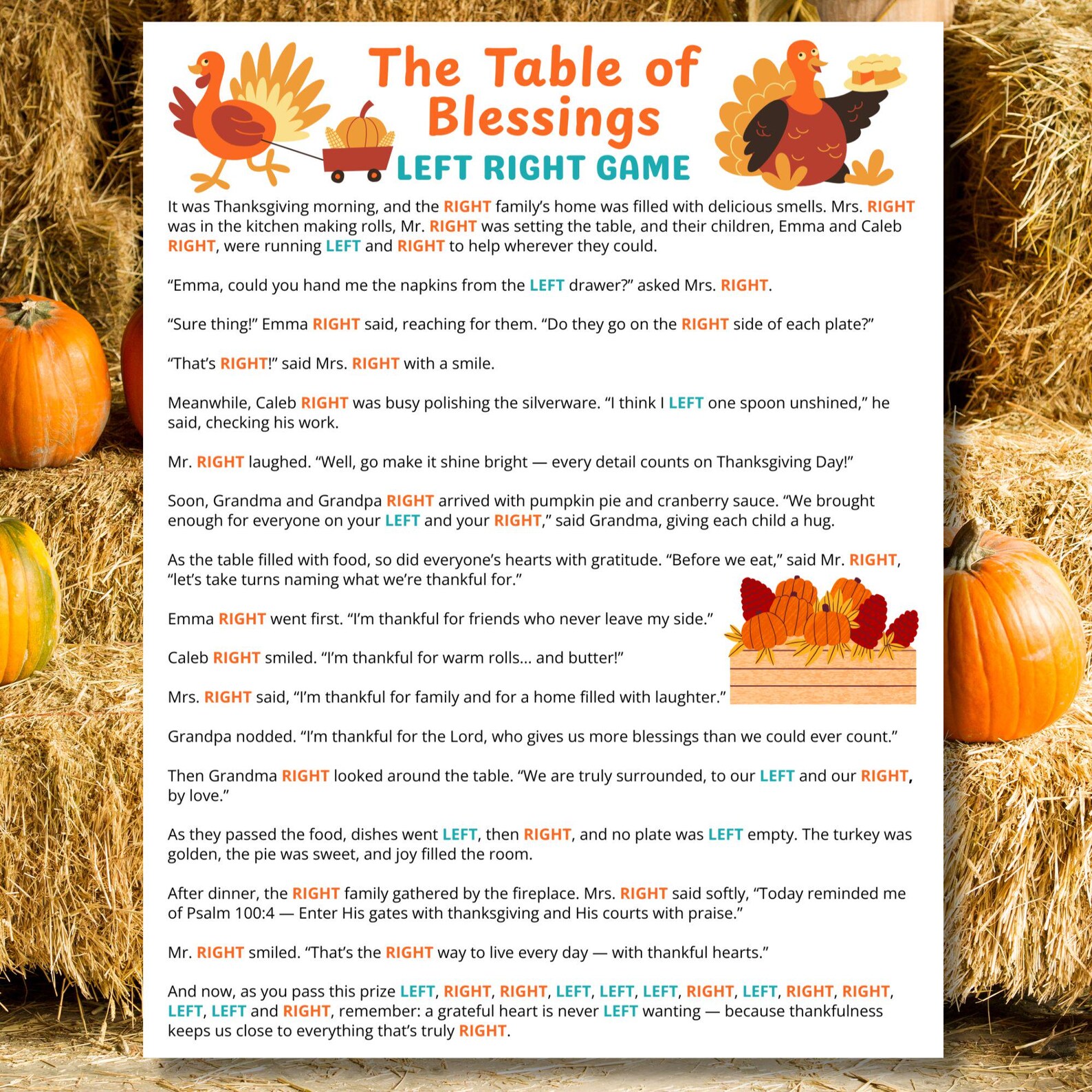 Thanksgiving Left Right Game PDF Mega Bundle | Holiday Party Game ...