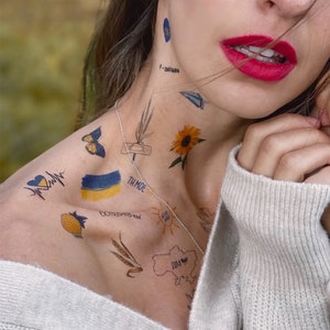 Temporary Tattoos With Ukrainian Flag and Ornaments, Support Ukraine ...