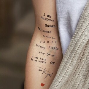 Motivational Quote Temporary Tattoos, Small Fake Body Tattoos ...