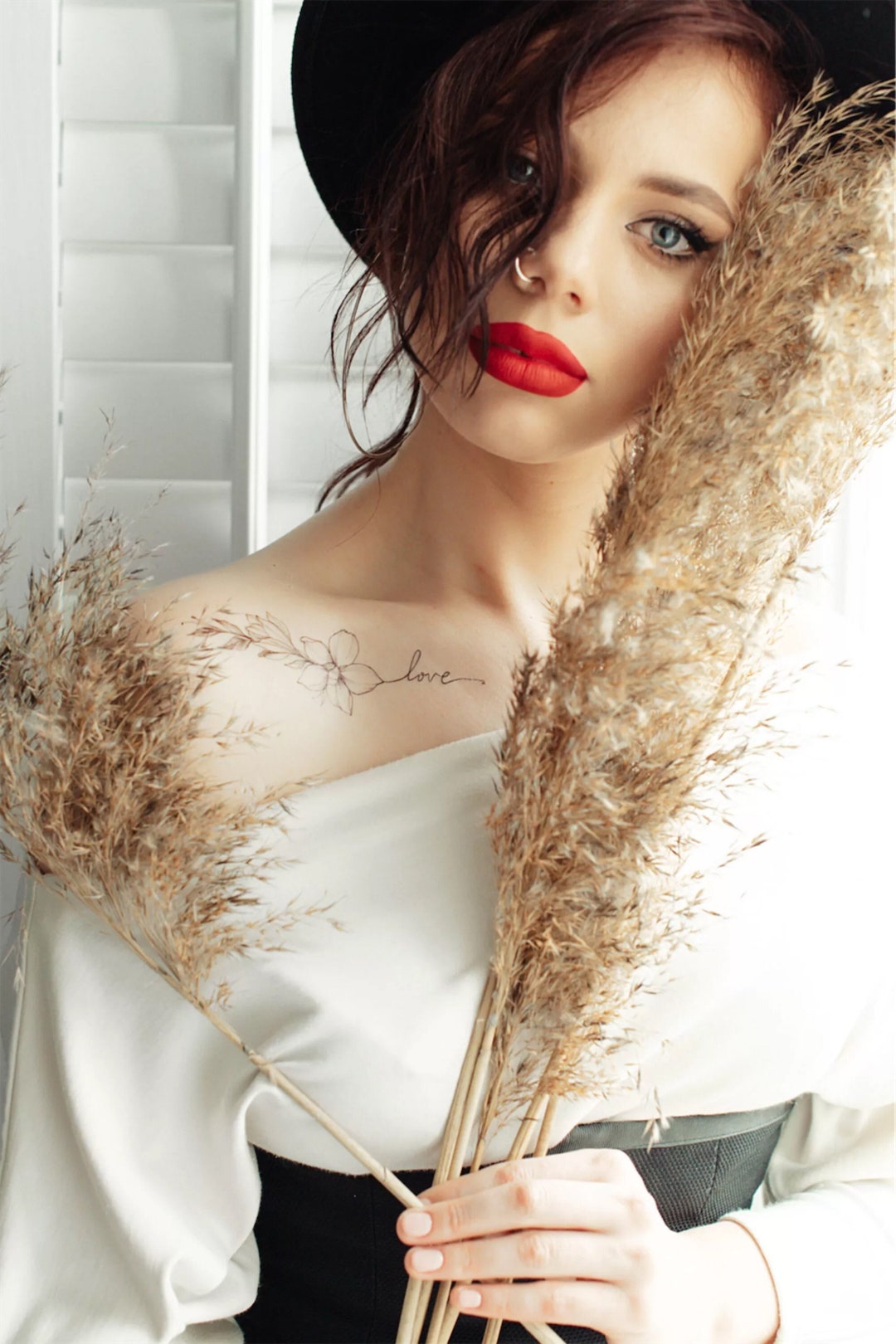 Floral Temporary Tattoo, Flower Flash Tattoos, Boho Fake Body Tattoos ...