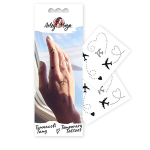 Matching Couple Airplane Tattoo Sticker, Temporary Airplane Outline ...