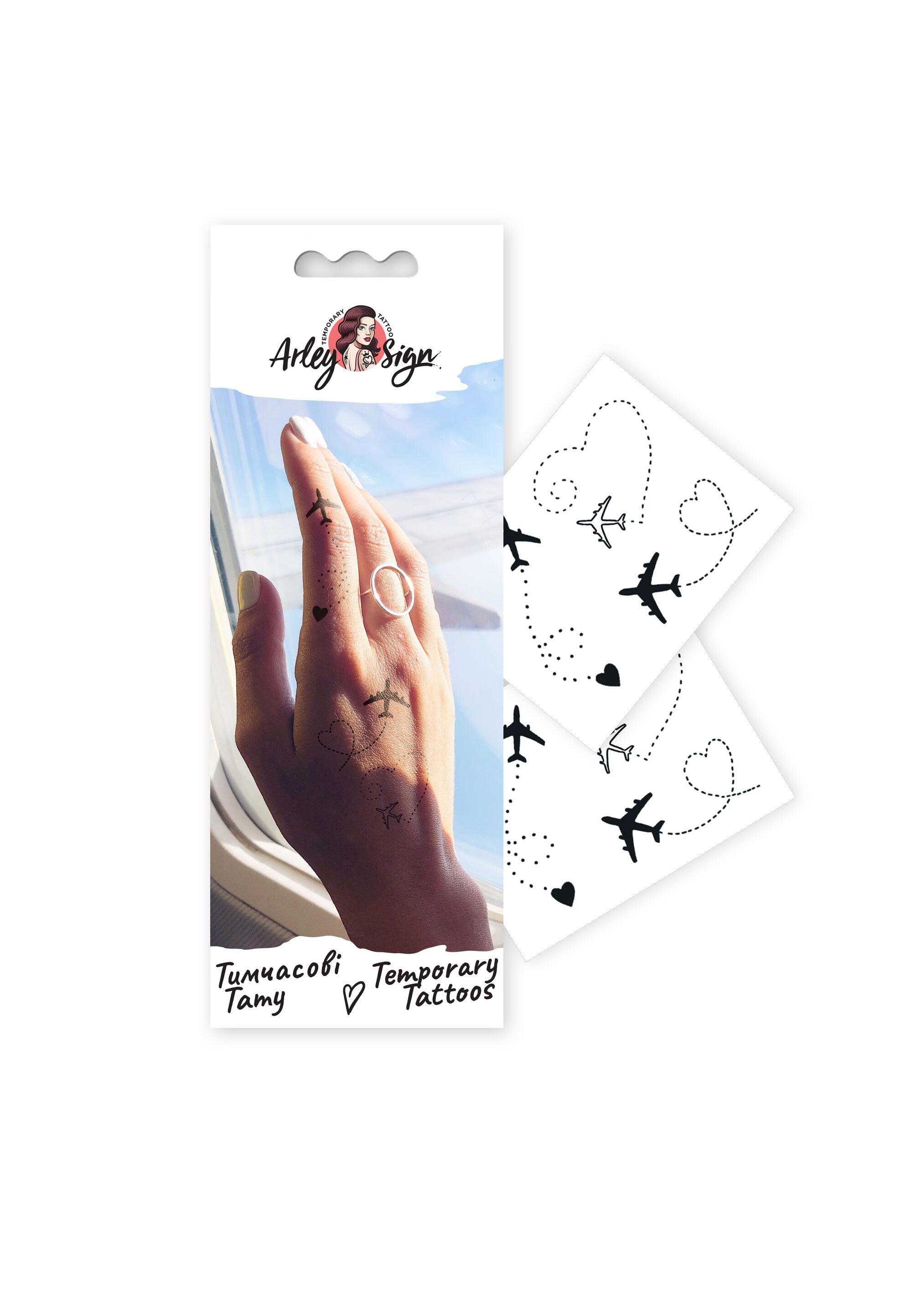 Matching Couple Airplane Tattoo Sticker, Temporary Airplane Outline ...