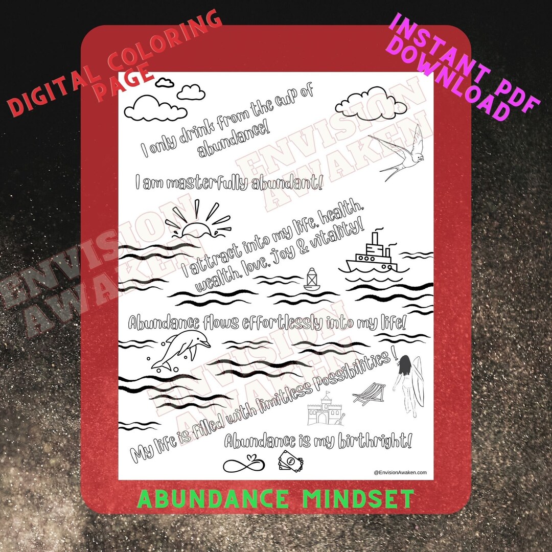 Abundance Mindset | Printable Coloring Page | Digital Download - Etsy