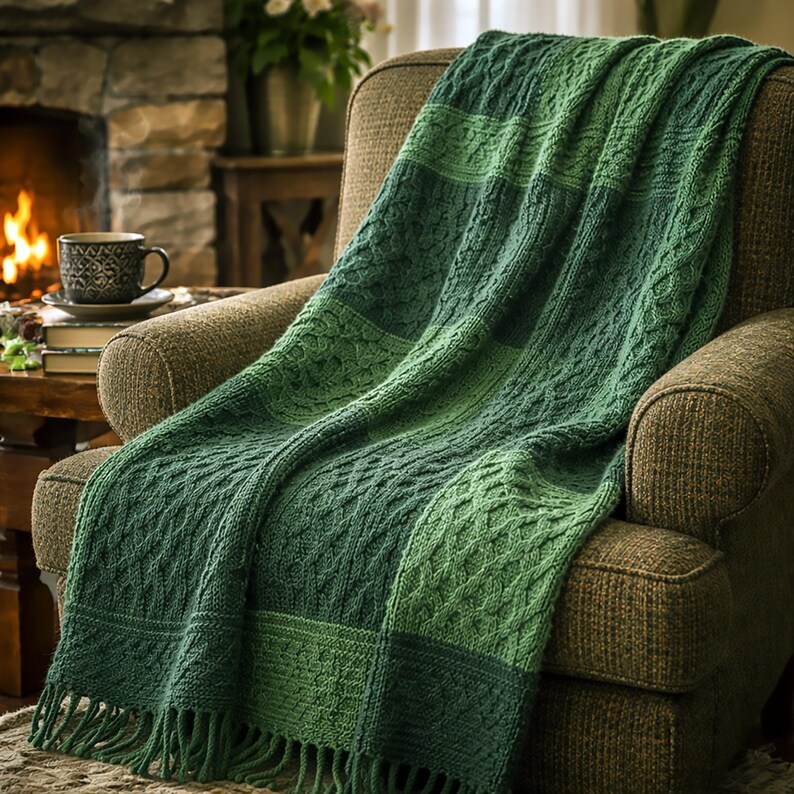 Patchwork Intarsia Wool Blanket, Made in Ireland Throw, Irish Wool Home ...