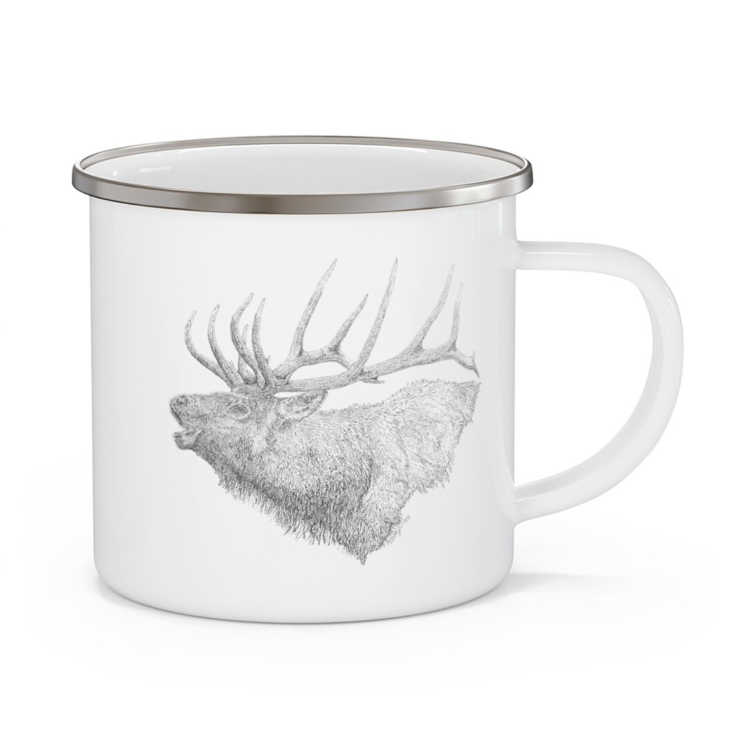 12 Oz Bugling Elk Enamel Camping Mug. Camp Mug Elk Mug - Etsy
