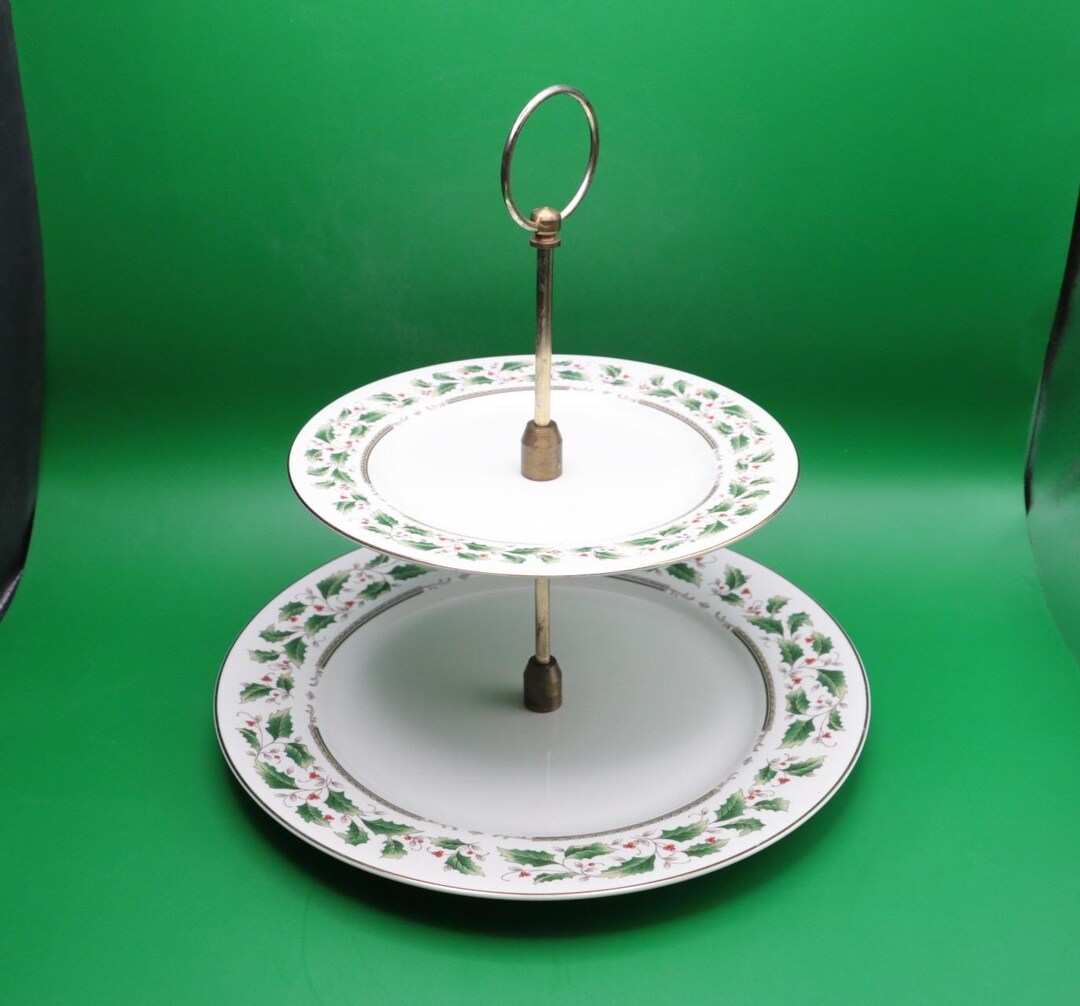 Royal Limited Holly Holiday 2-tier Tidbit Tray: Vintage Porcelain ...