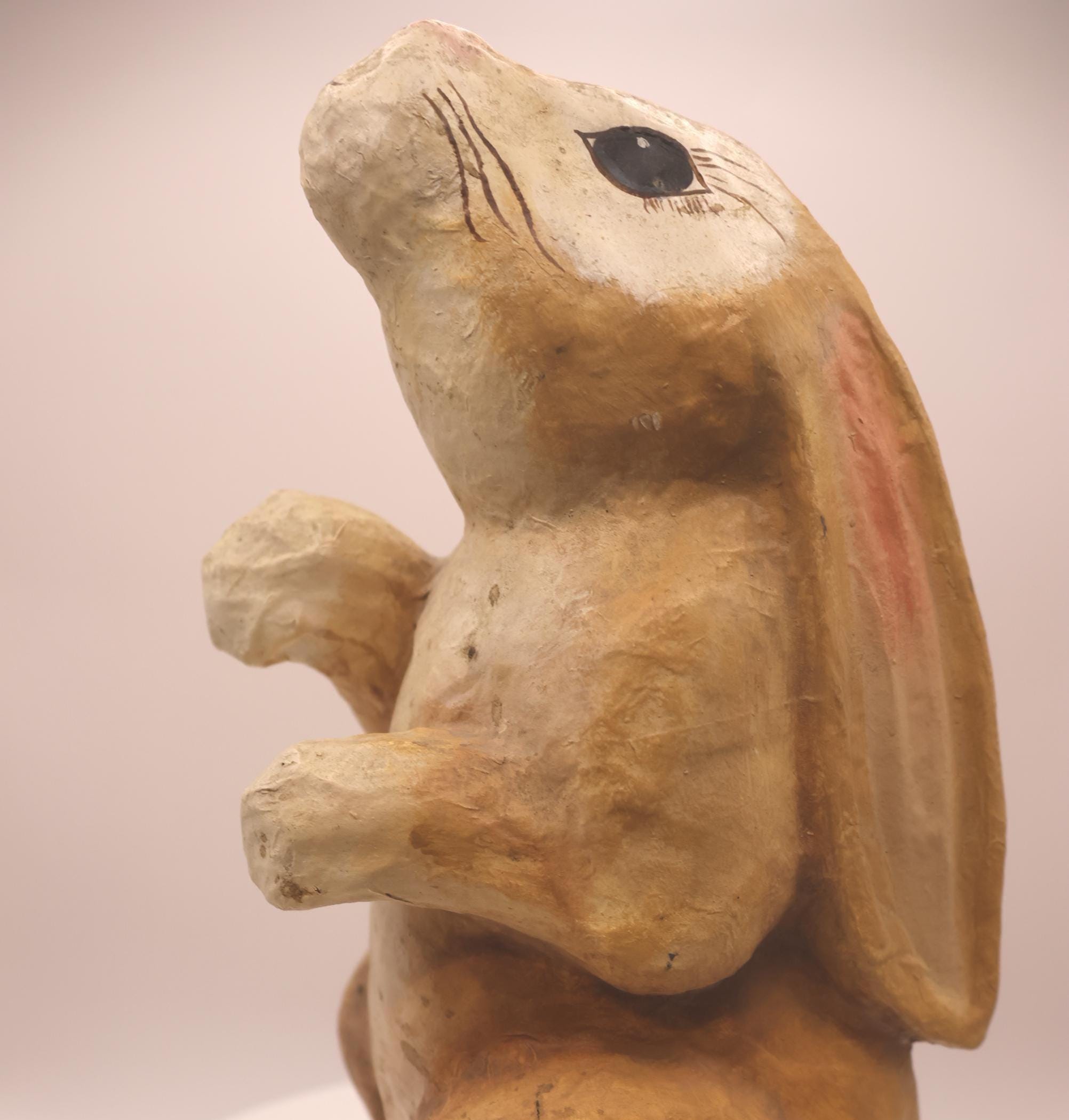 Vintage Papier Mâché Bunny Rabbit Sculpture – 15” Tall Hand-painted ...