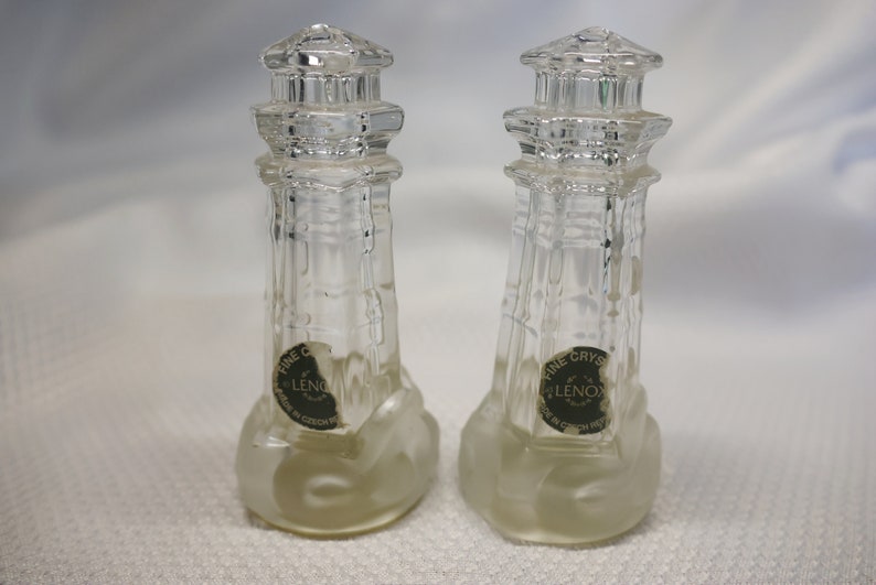 Lenox Fine Crystal Lighthouse Salt and Pepper Shakers With Frosted ...