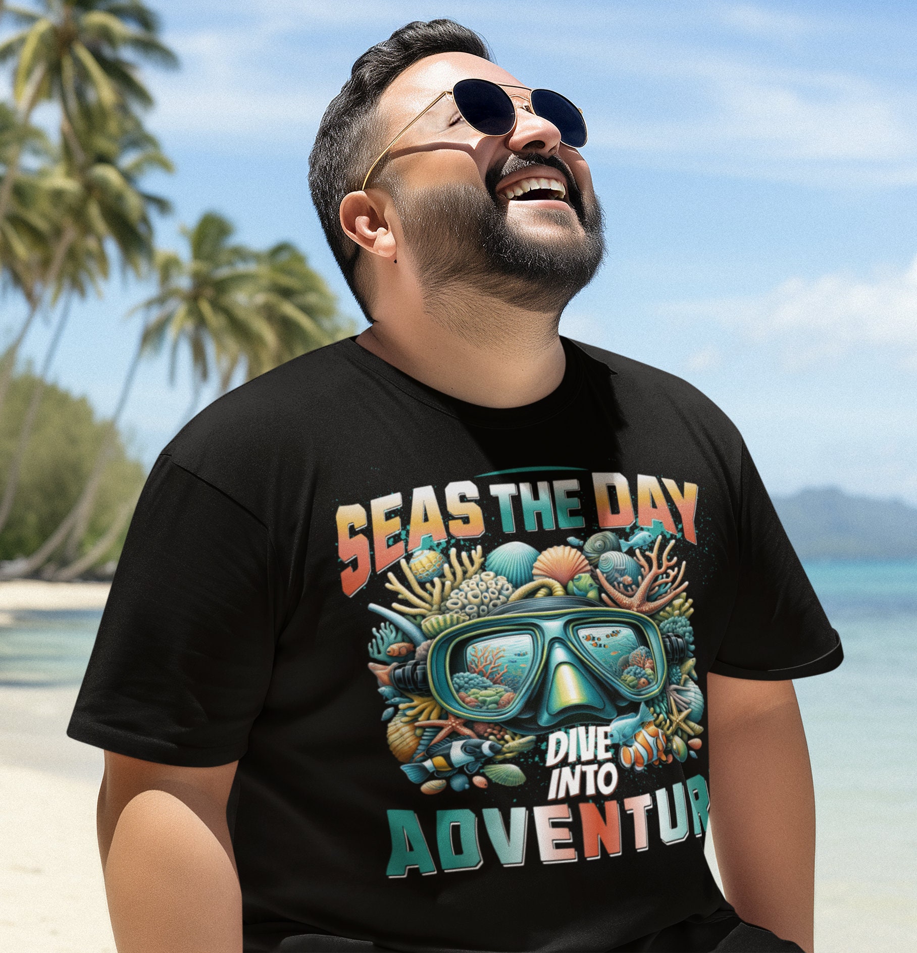 Seas the Day, Dive Into Adventure, Snorkel Shirt, Beach Vibes, Vacation ...