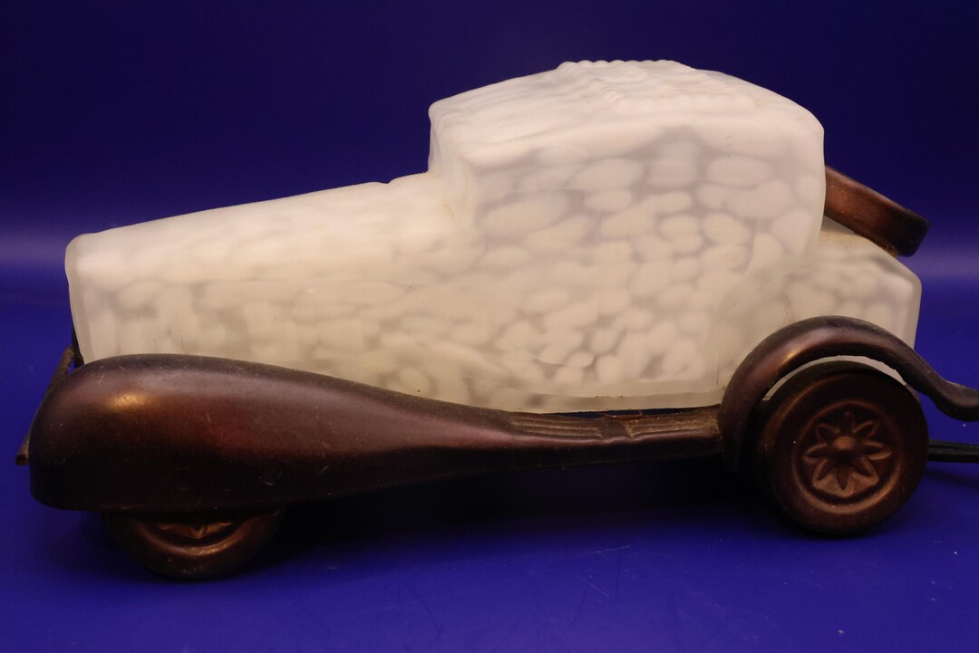 Vintage Art Deco Frosted Glass Car Night Light Lamp – Man Cave, Kid’s ...