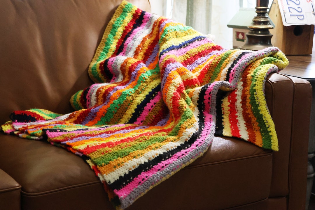 Bright Multi-color Hand-crocheted Afghan, Soft, Vibrant, Eye-catching ...