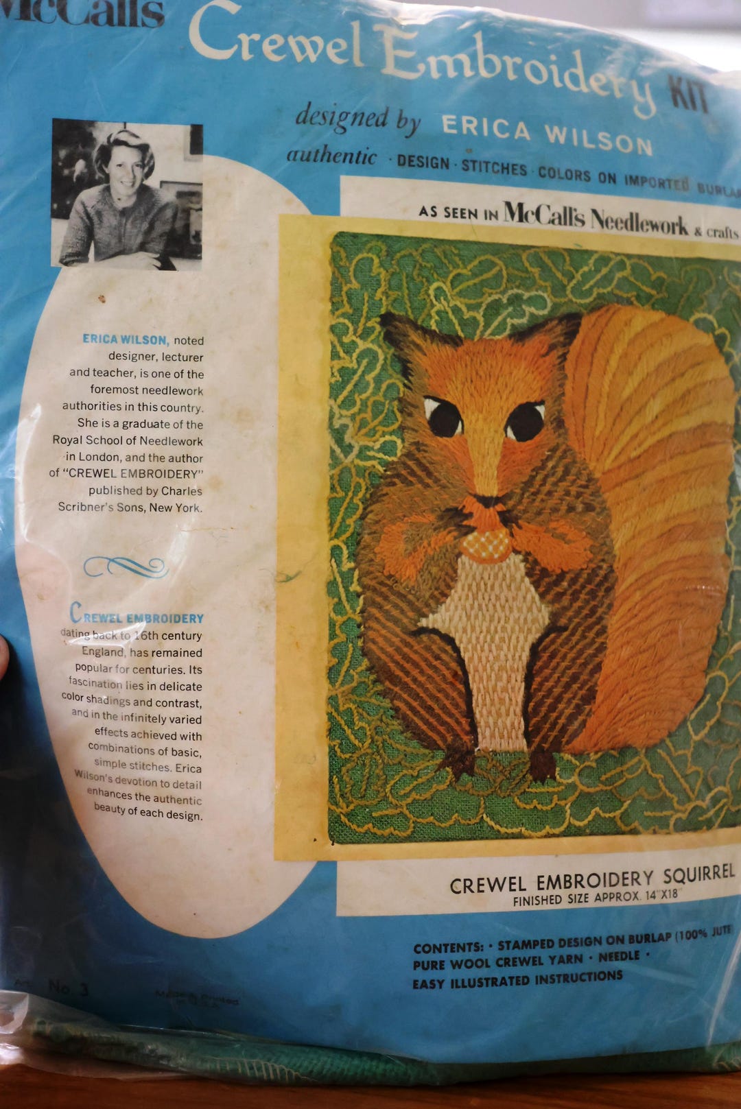 Vintage Erica Wilson Crewel Embroidery Kit – Squirrel Design – Mccall’s ...