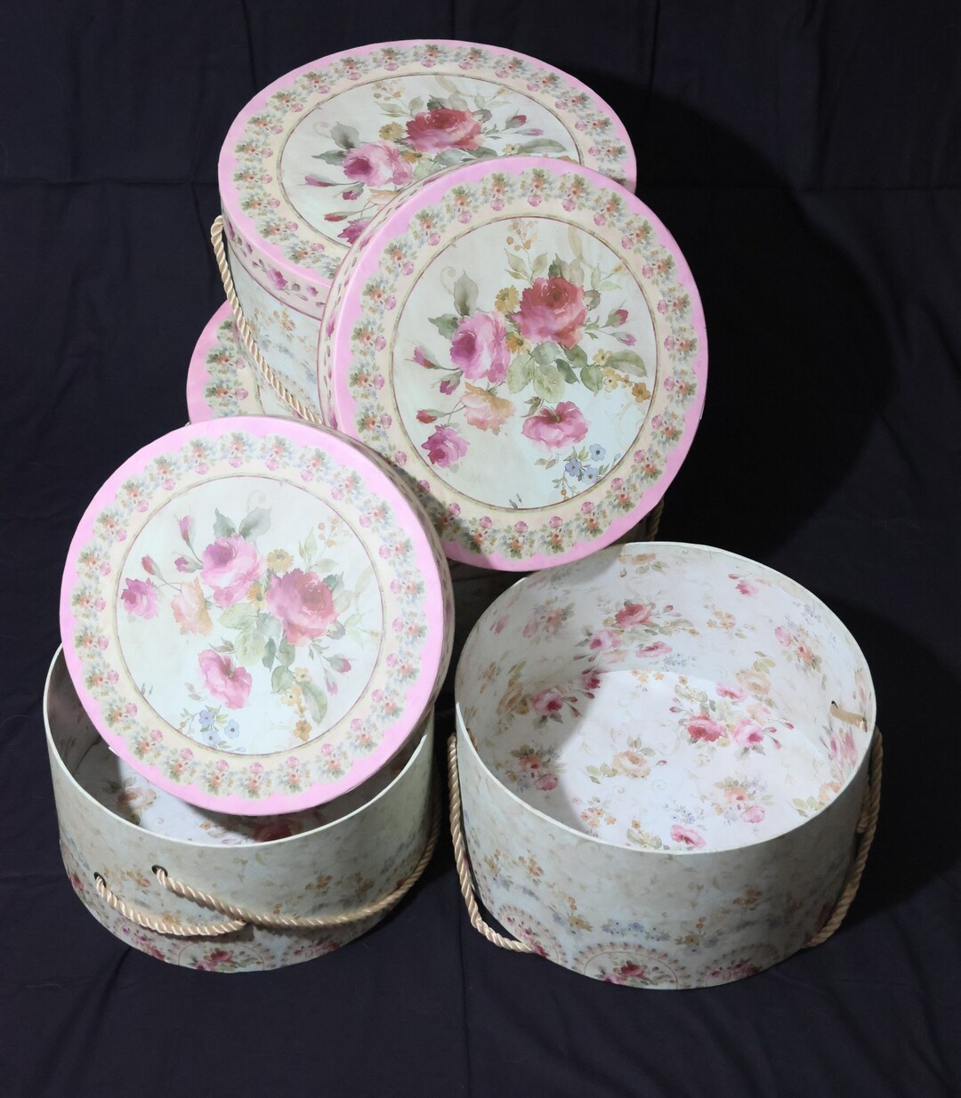 Nesting Boxes Set of Four Featuring Pink Roses - Etsy
