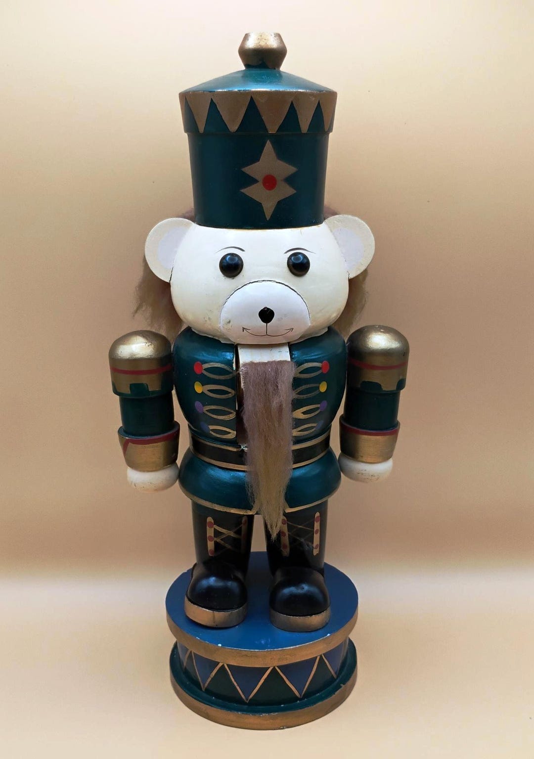 Wooden Teddy Bear Nutcracker – Hand-painted Bear Soldier – Christmas ...
