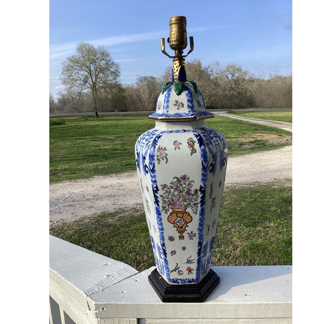 Vintage Chinese Export Style Lamp Base - Blue - Etsy