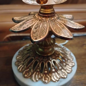 Vintage Italian Coin Dot Lamp With Marble Base – Ornate Glass & Brass ...