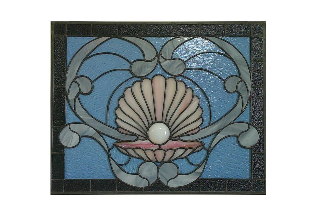 Stained Glass Panel - "pearl Clamshell" - 25" X 20" - Horizontal Window ...