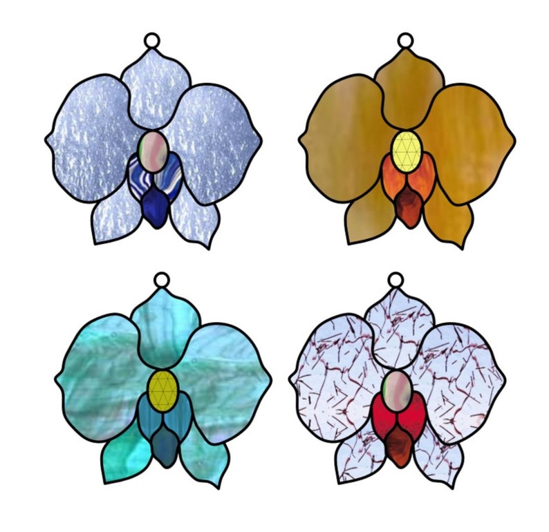 Stained Glass Pattern - Orchid Suncatcher - Pdf Download - Etsy