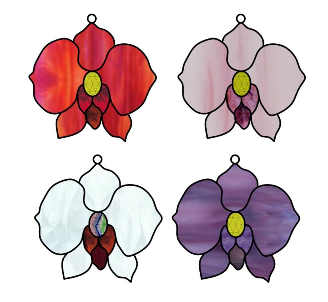 Stained Glass Pattern - Orchid Suncatcher - Pdf Download - Etsy