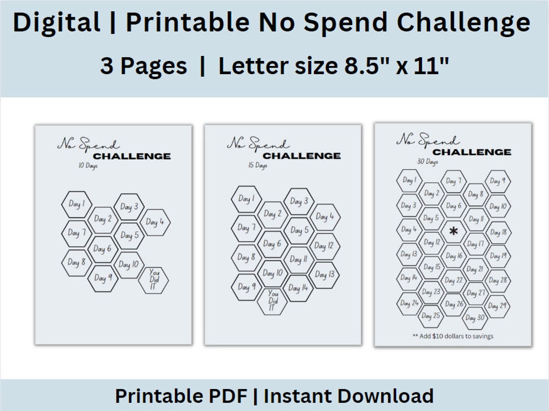 No Spend Money Saving Challenge, Savings Tracker Printables, Savings ...
