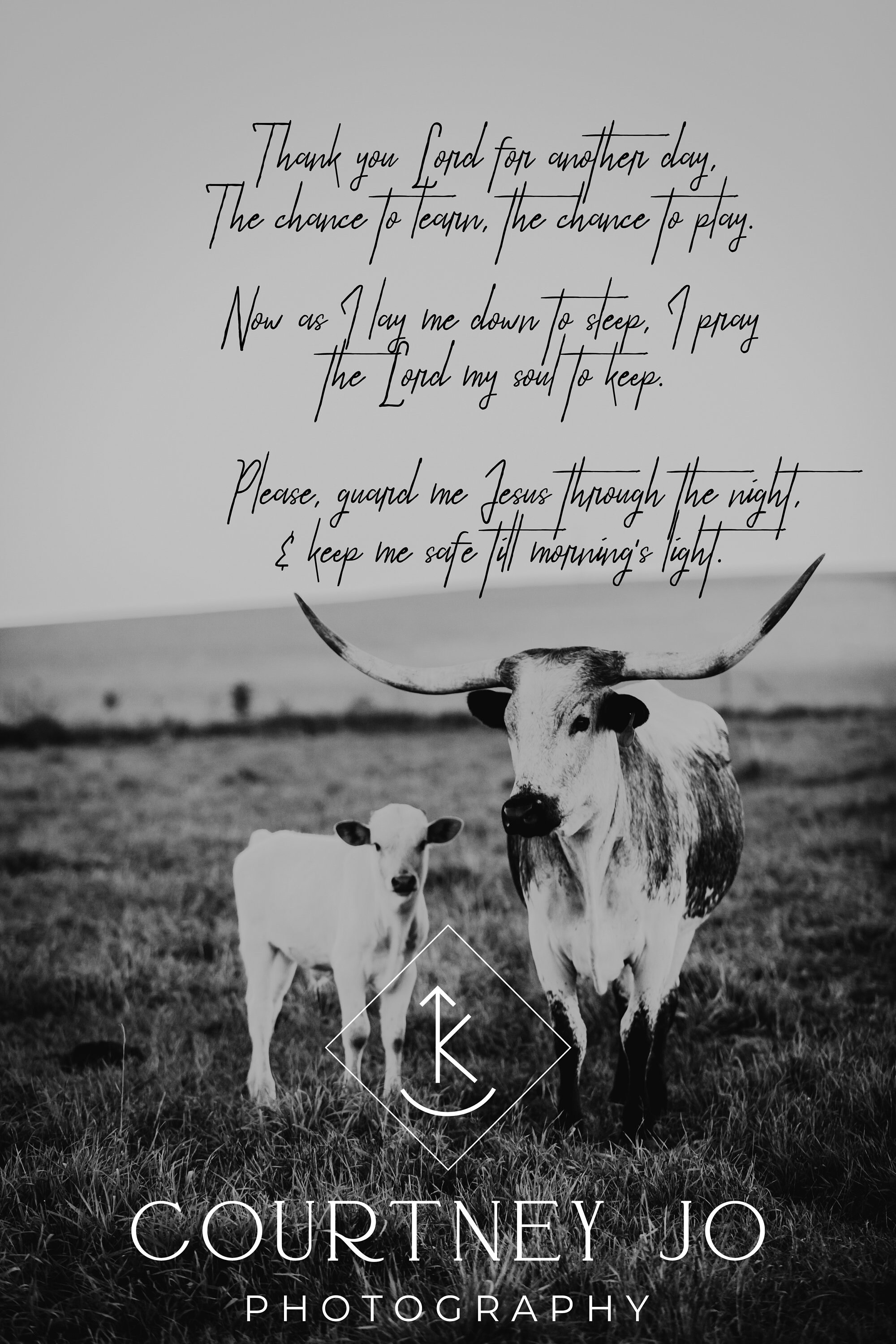 Nursery Prayer Black and White // Cowboy Prayer // Western Prayer ...