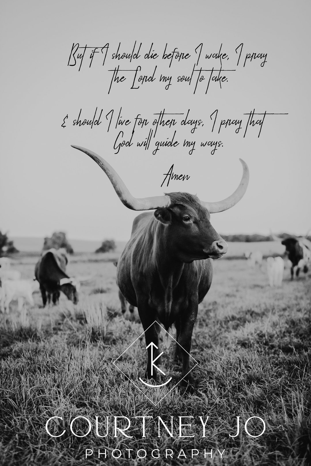 Nursery Prayer Black and White // Cowboy Prayer // Western Prayer ...