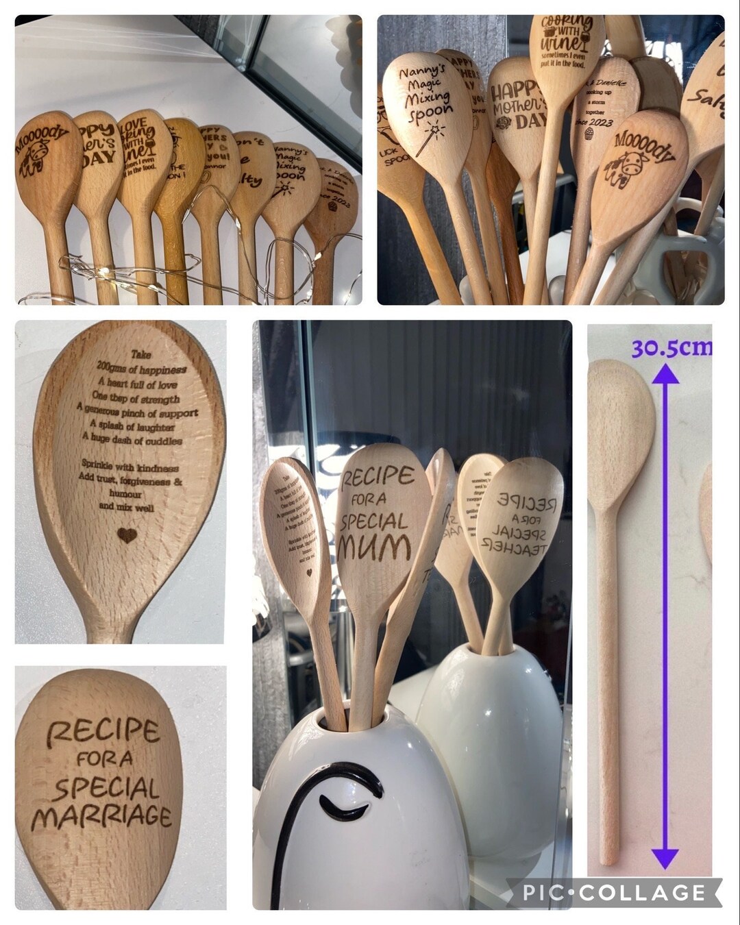 Personalised Wooden Spoon, Laser Engraved. Vegan & Food Grade Products ...