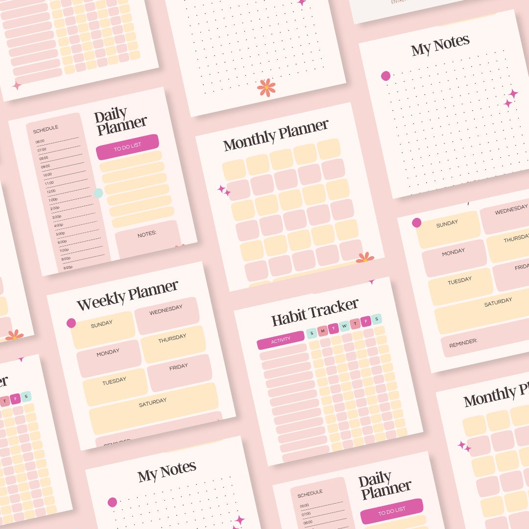 ADHD Planner Bundle Adult, Habit Tracker, Downloadable Planner, Notepad ...