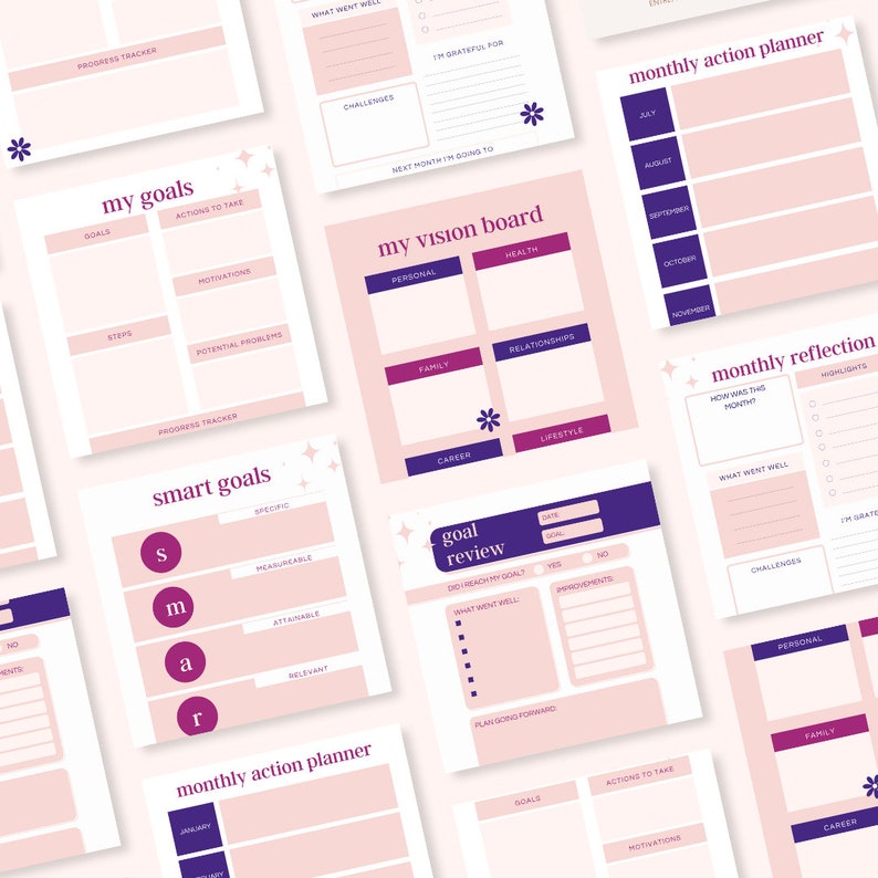 ADHD Goal Setting Planner Bundle, Goal Tracker, Vision Board, Action ...
