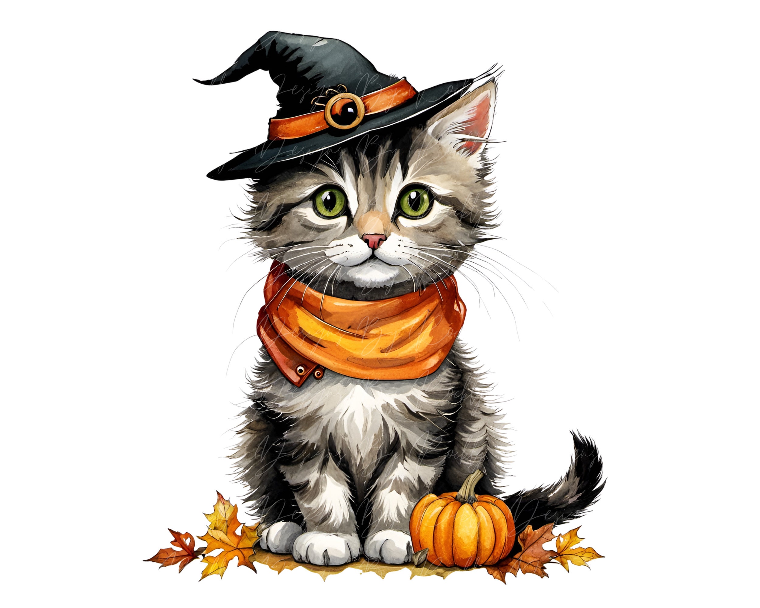 12x12 PNG Cute Cat Clipart Thanksgiving Autumn Halloween - Etsy