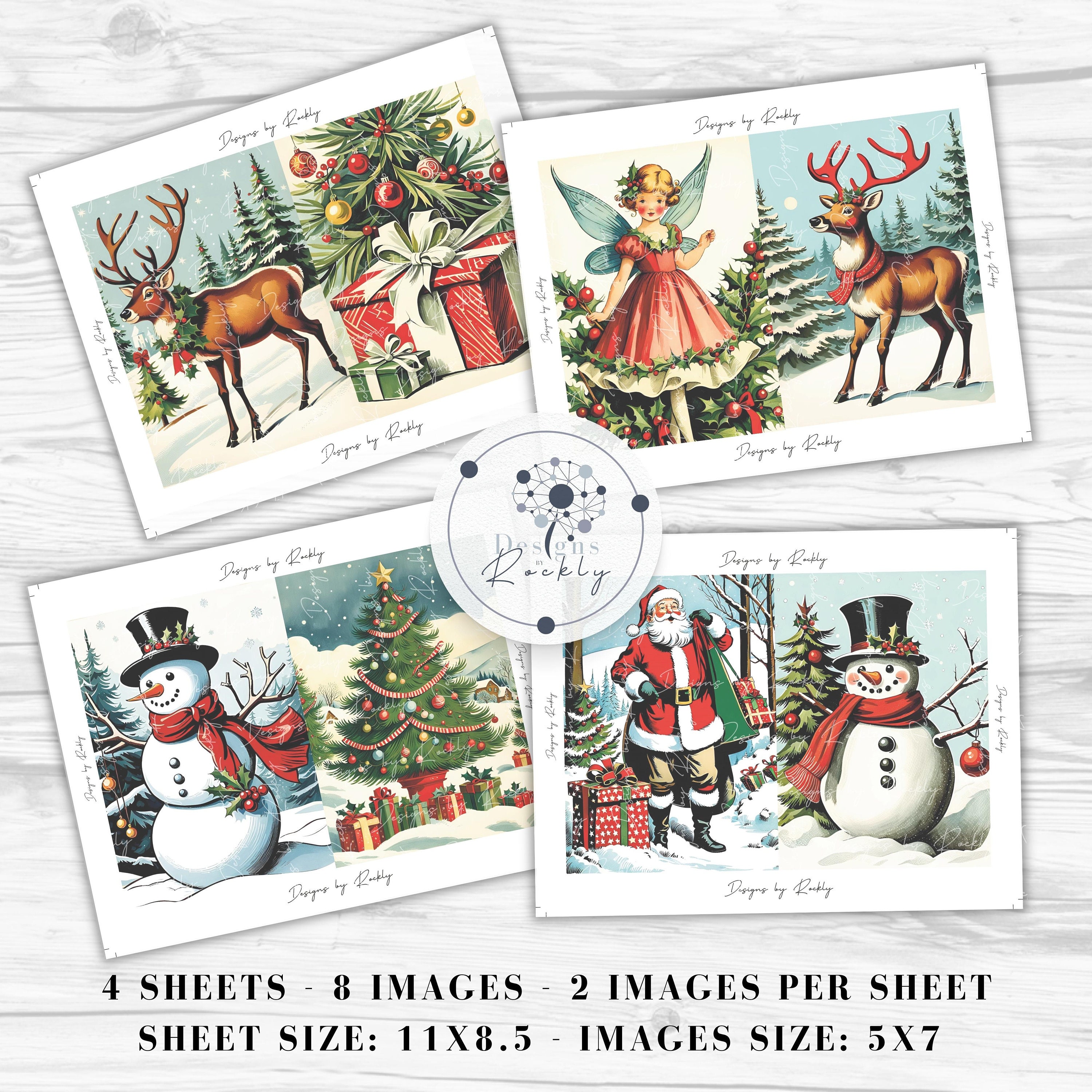 4 Printable Sheets, Foldable Vintage Christmas Paper, Nostalgic ...