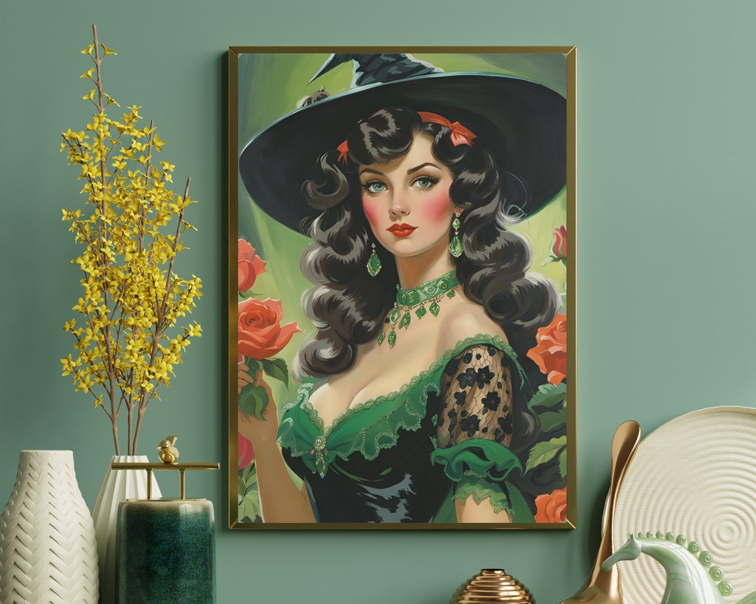 Vintage Halloween Printable Witch Wall Art Halloween Witch - Etsy UK