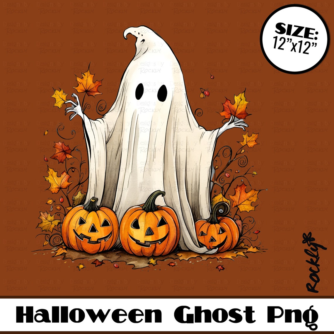 12x12 PNG Cute Ghost Clipart Thanksgiving Autumn Halloween Original ...