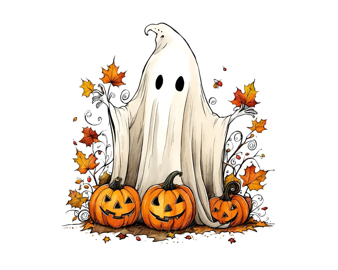 12x12 PNG Cute Ghost Clipart Thanksgiving Autumn - Etsy