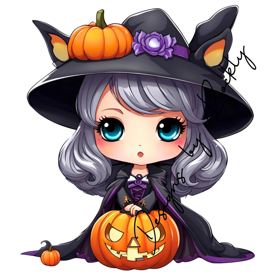 12x12 PNG Cute Witch Clipart Thanksgiving Autumn - Etsy