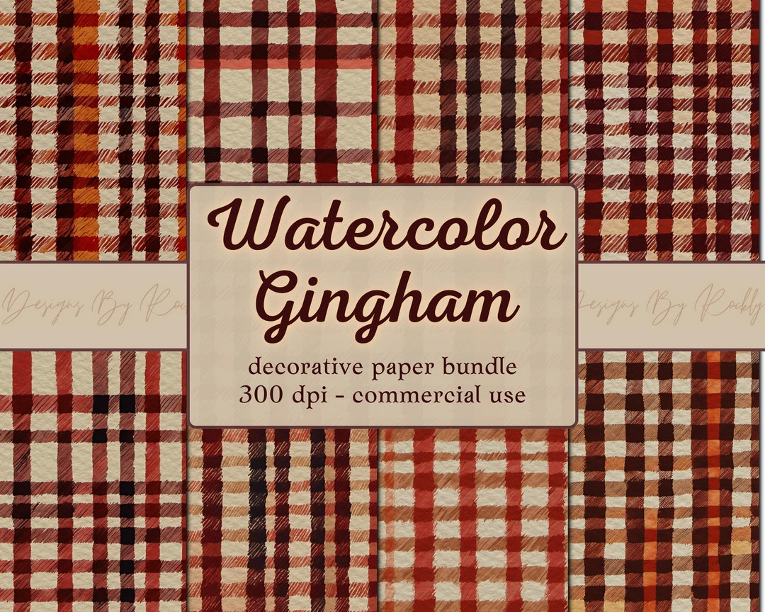 8x Gingham Pattern Bundle Watercolor Christmas, Picnic Plaid ...