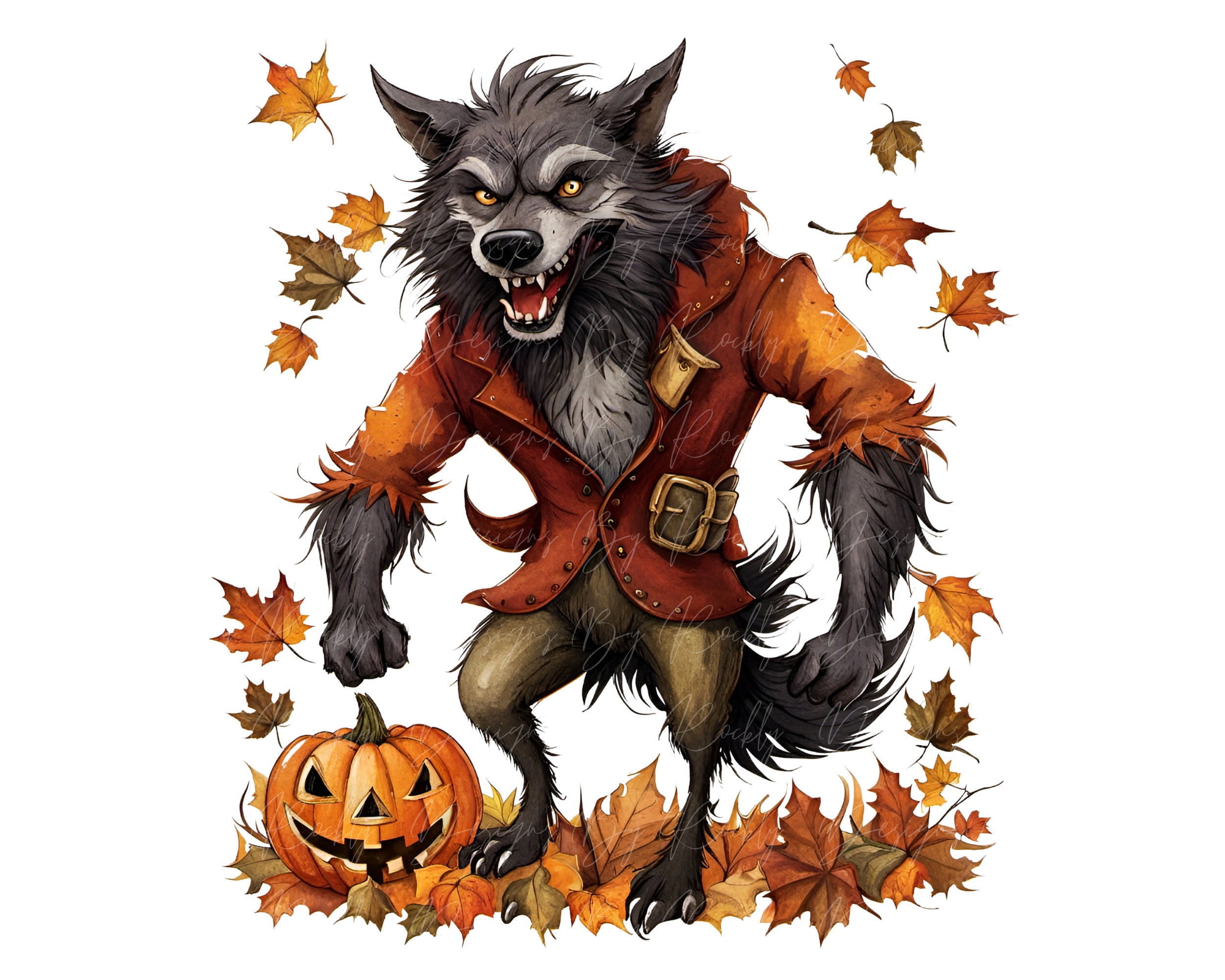 Halloween Werewolf Clipart Illustration Halloween Stickers - Etsy