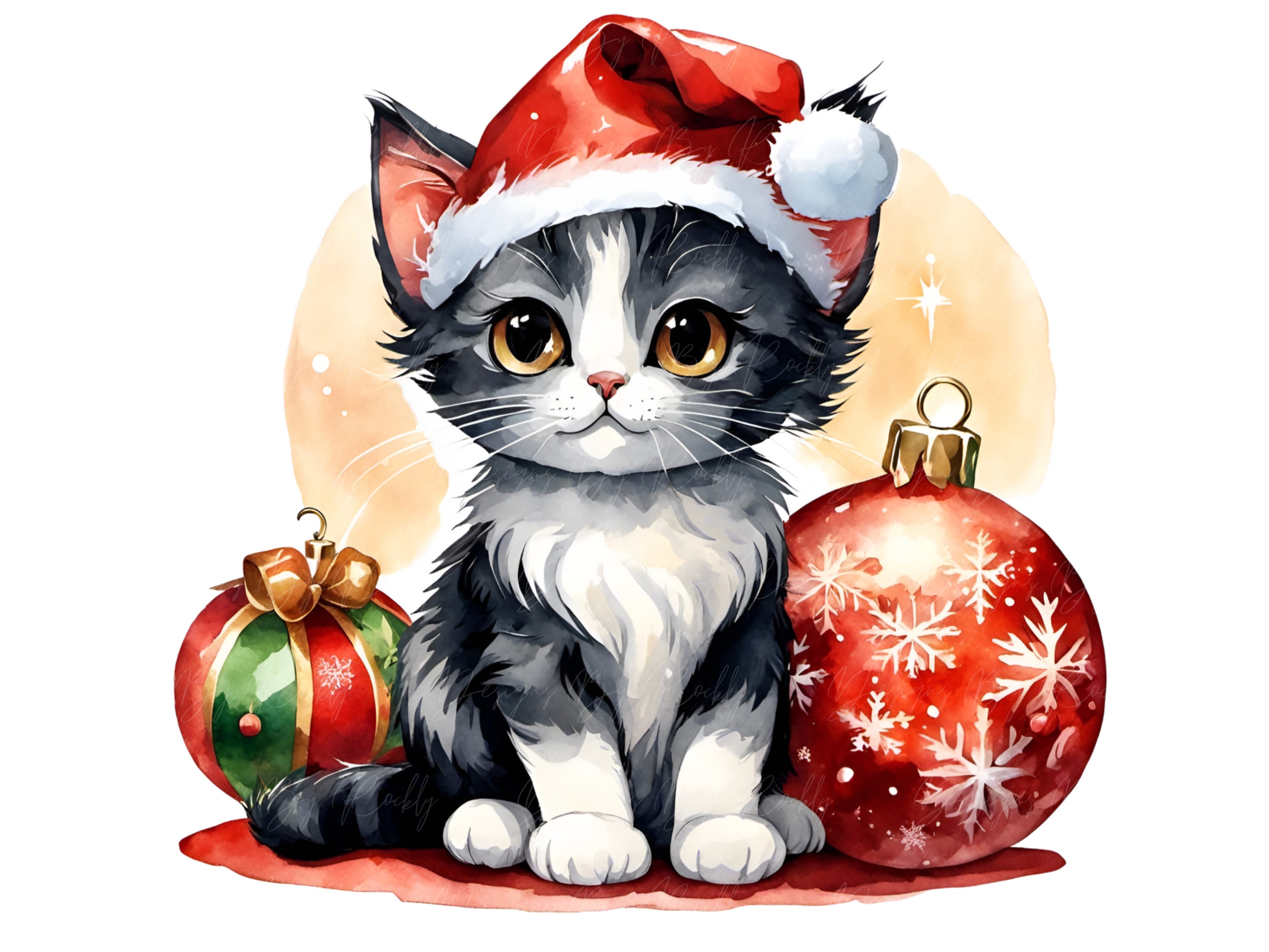 Cat Clip Art, Christmas Cat Clipart, Cat Png, Christmas Clipart, Cats ...