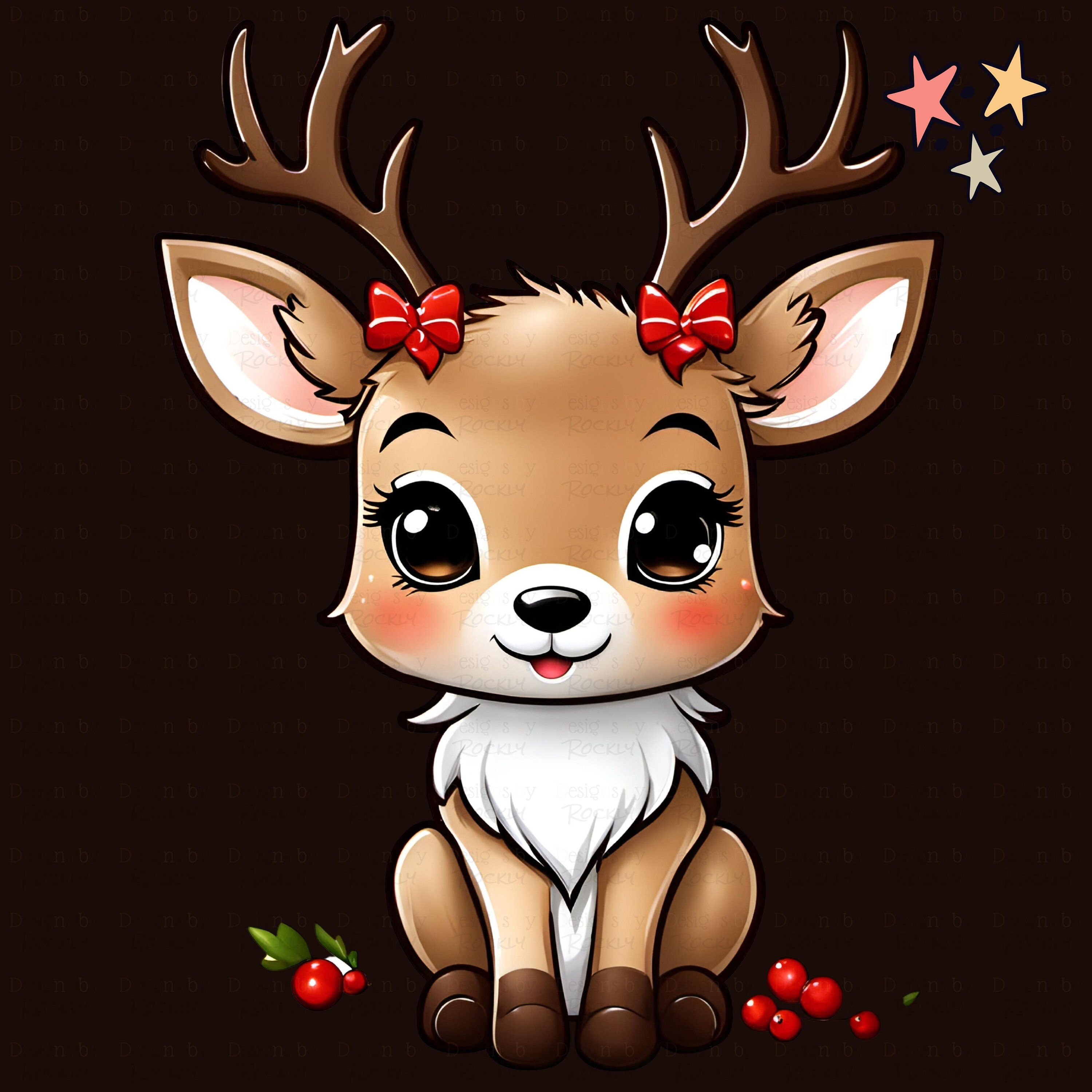 Reindeer Clipart, 12x12, Kids Christmas Png Cute Chibi Reindeer Clipart ...