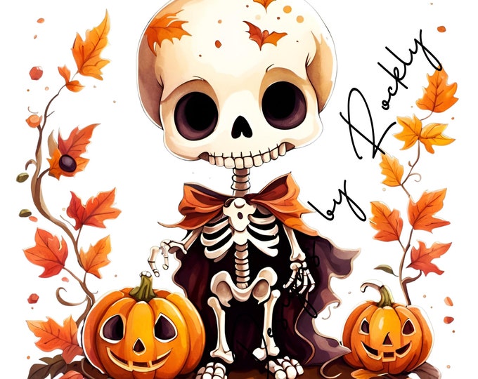 Spooky Cute Halloween Skeletons Clipart Set PNG, SVG, EPS Vector Files ...