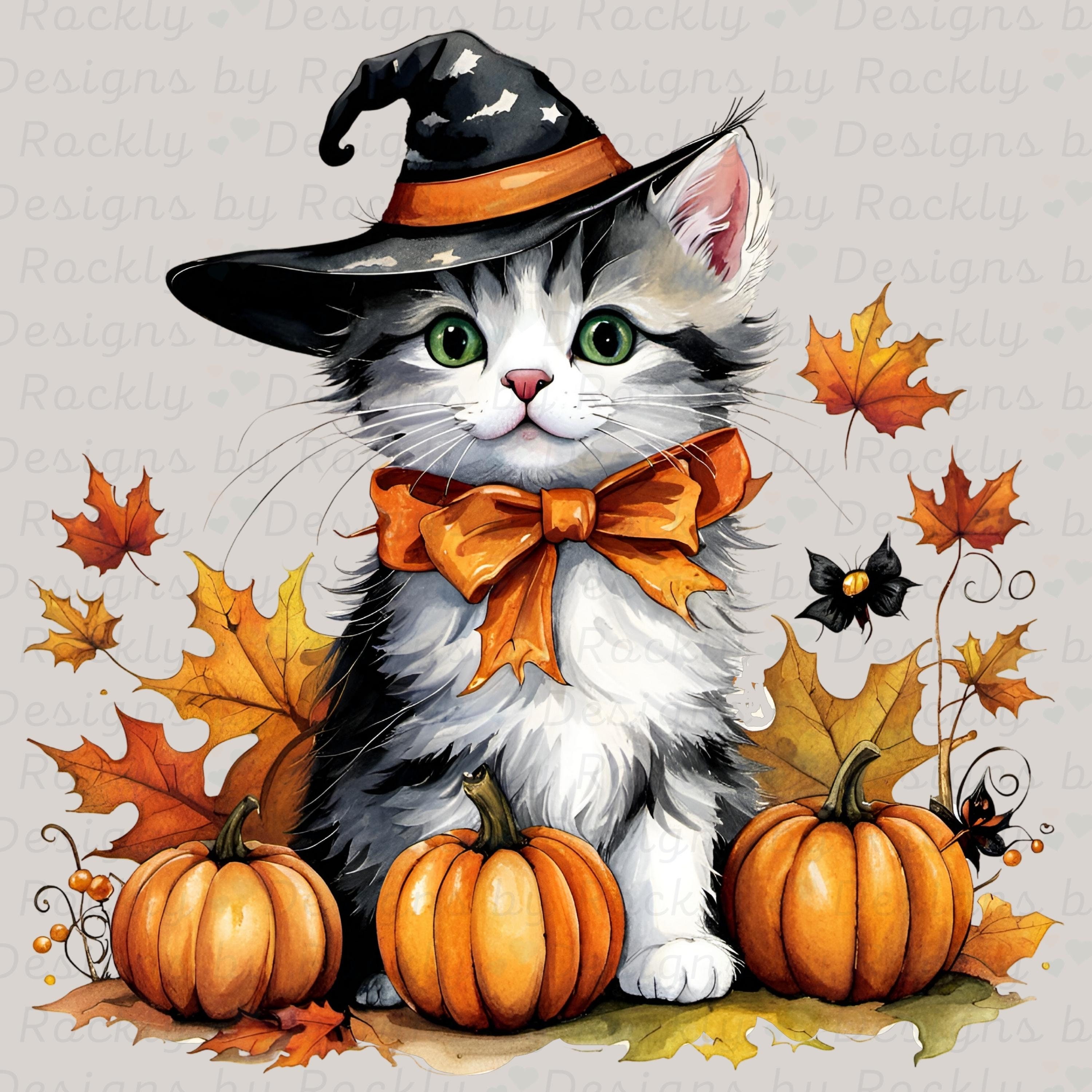 Set of 5 PNG Cute Cats Clipart Bundle Cat Png, Autumn Clipart ...