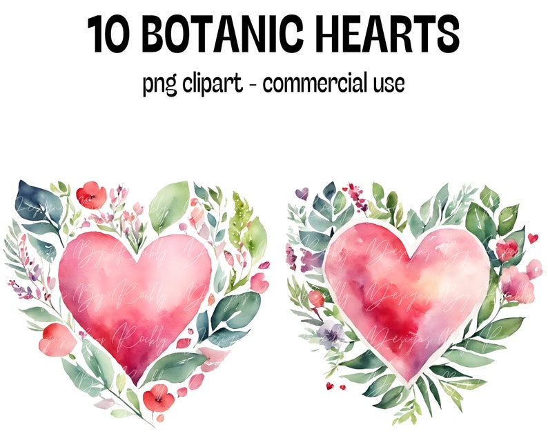Watercolor Hearts Png Clipart Bundle, Wedding Valentine Mothers Day ...