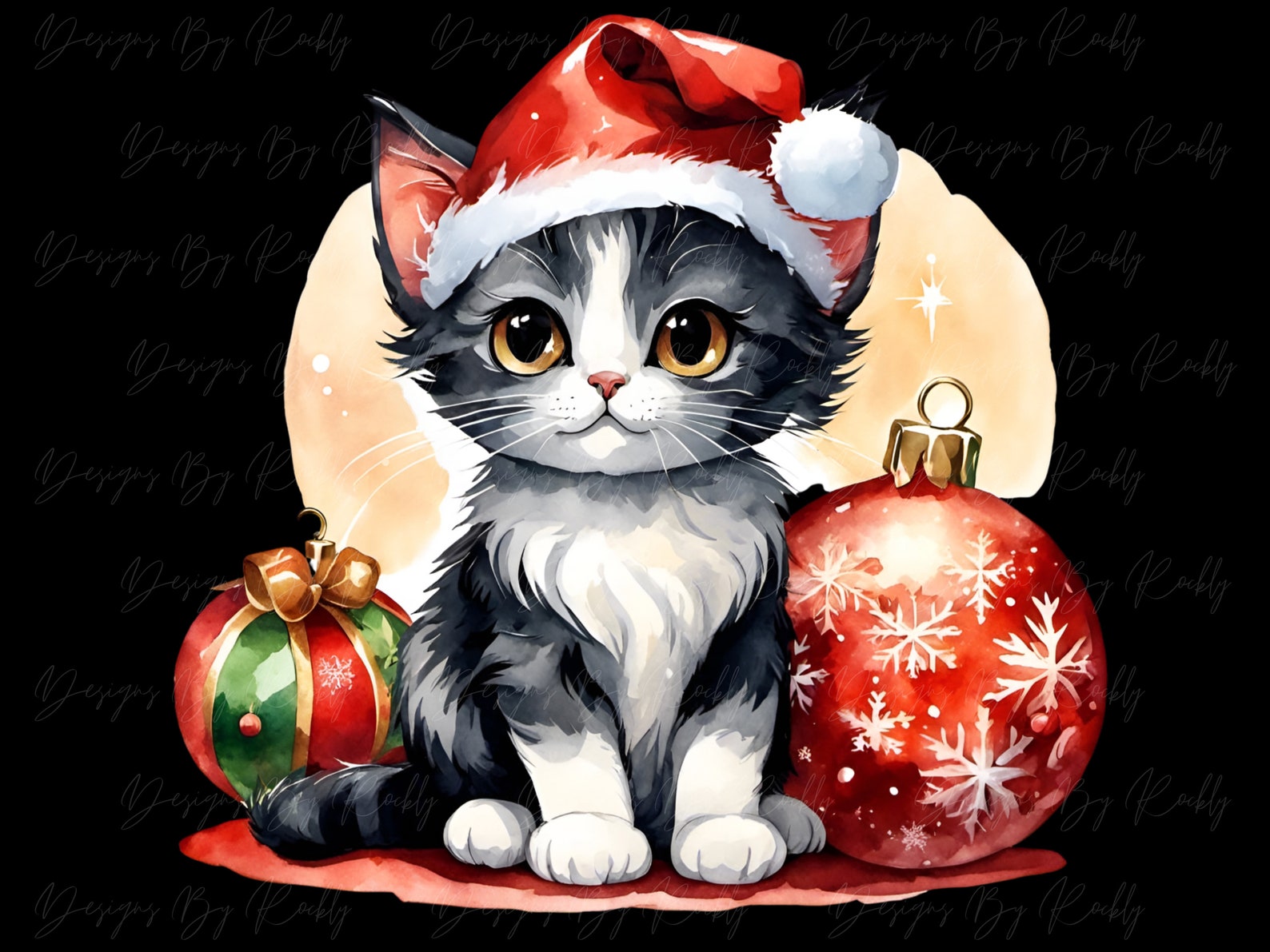 Christmas Cat Clipart, Cat PNG, Festive Cat Stickers, Holiday Clipart ...