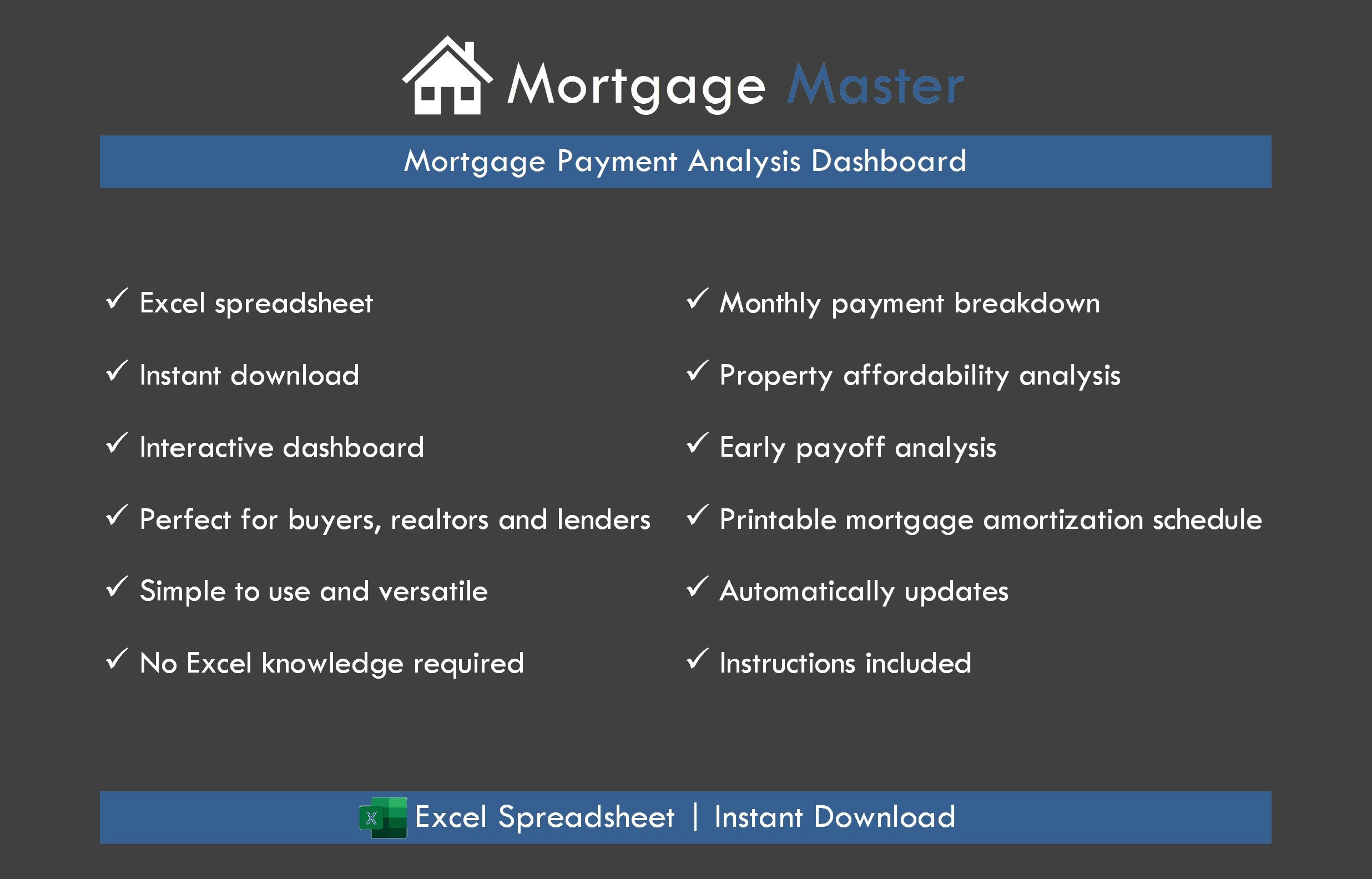 Mortgage Payment Analysis Excel Spreadsheet, Monthly Payment Breakdown ...