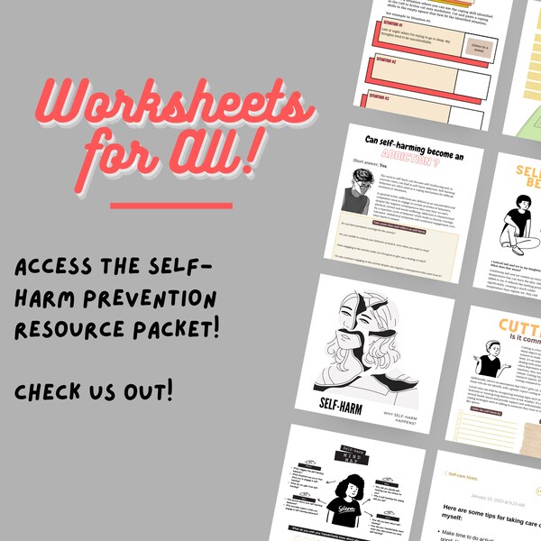 Self Harm Worksheets - Etsy