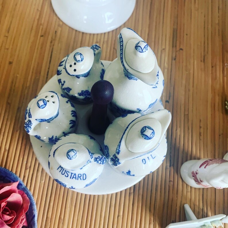 Vintage Blue Willow Condiment Set - Etsy