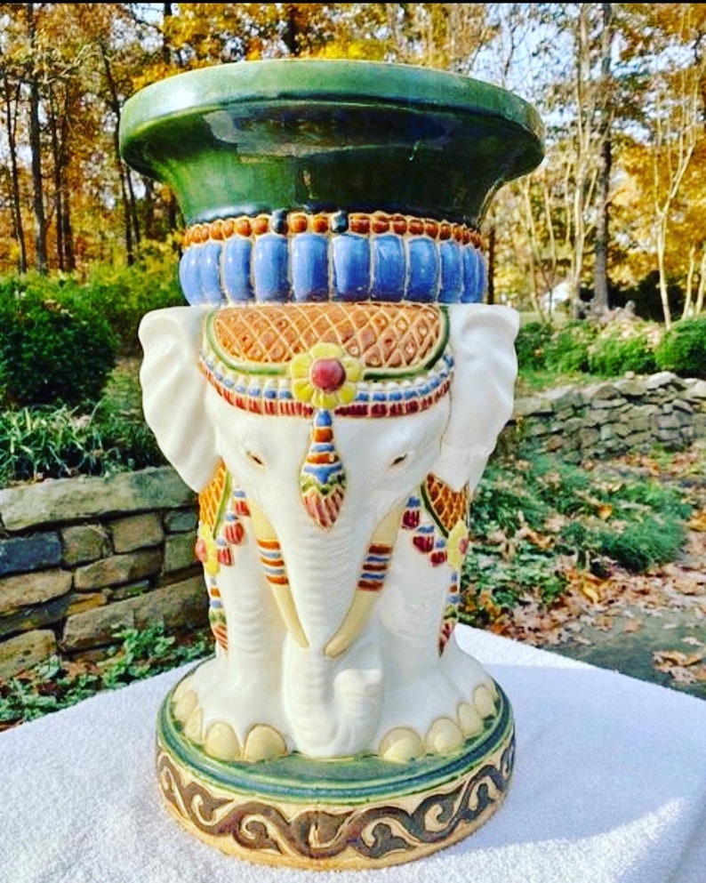 Rare 3 Elephant Face Side Table Garden Stool - Etsy