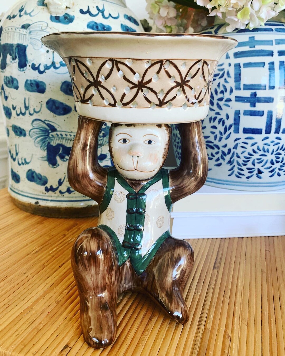 RARE FIND: Sweet Chinoiserie Monkey Dish - Etsy UK