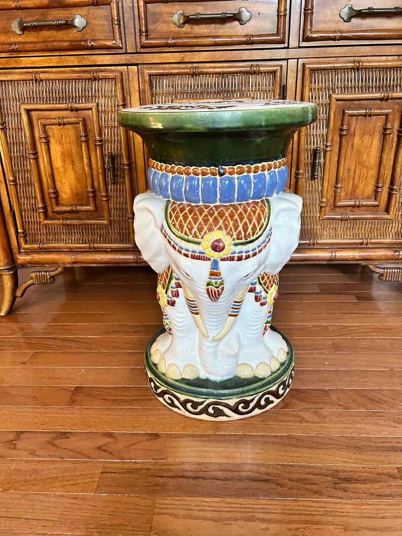 Rare 3 Elephant Face Side Table Garden Stool - Etsy